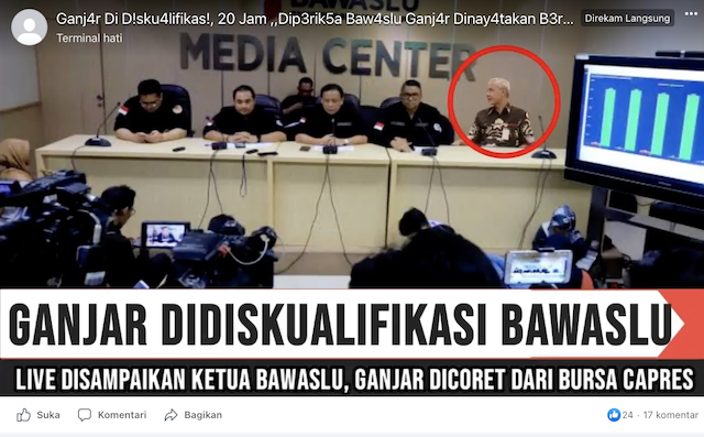[cek Fakta] Ganjar Pranowo Dikabarkan Telah Didiskualifikasi Bawaslu
